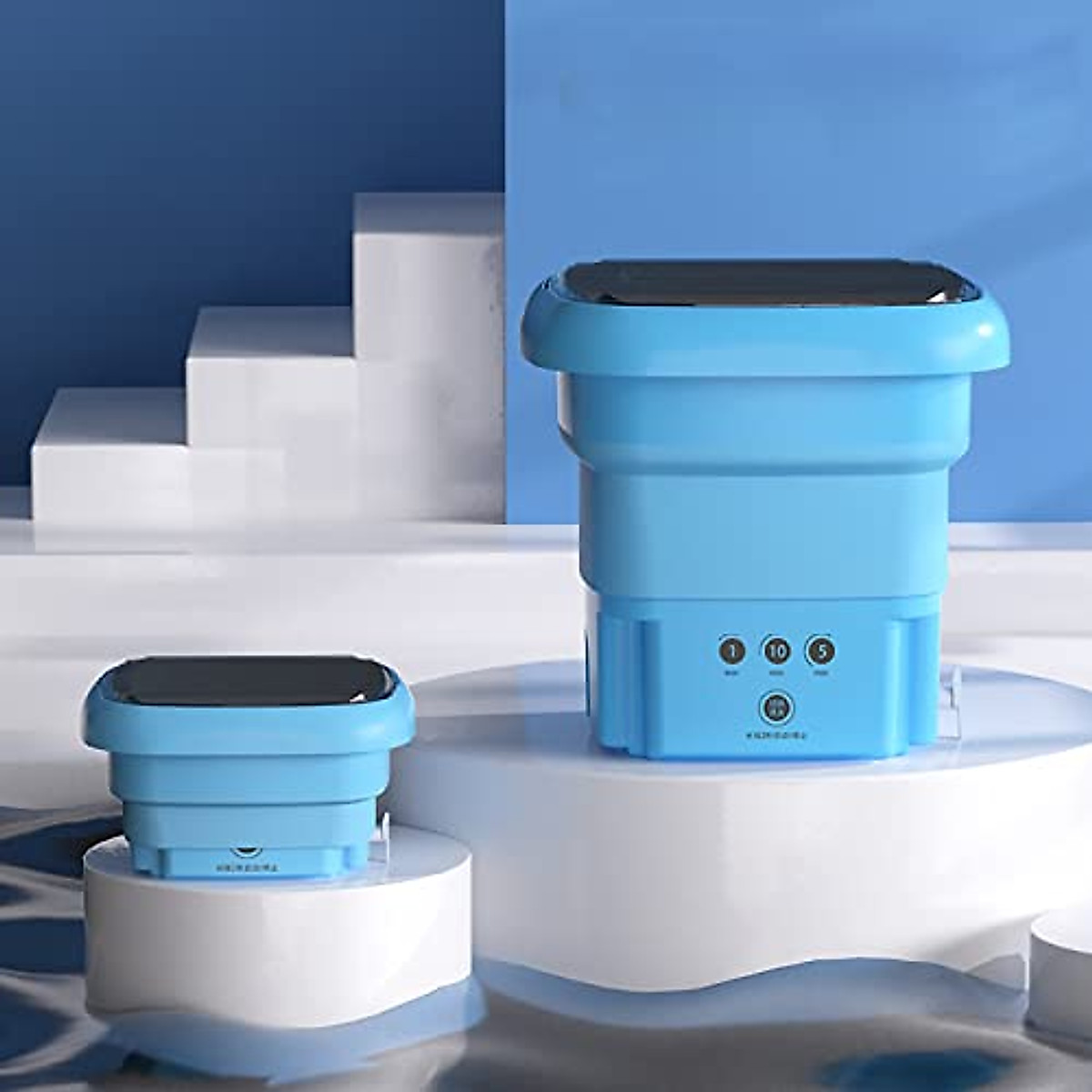 Headerbs Mini Washer, Spin Dry Portable Washing Bucket Widely Applicable for Travel (Blue)