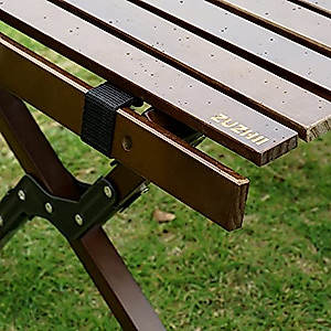 ZUZHII 3ft Low Height Portable Folding Wooden Travel Camping Table for Outdoor/Indoor Picnic, BBQ and Hiking with Carry Bag, Multi-Purpose for Patio, Garden, Backyard, Beach(Large, Walnut Wood)