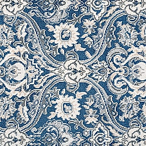 Tillie Dark Blue 5x8 Oval Area Rug - Area Rugs for Living Room Bedroom Dining Room Entryway Kitchen Bath Indoor Entry - Floral Carpet - Alfombras para Salas