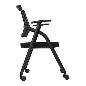 Conference Room Chairs, Set of 8, Stackable & Ergonomic Foldable Chair with Wheels and Armrest, Mesh Bouncing Back, Lumbar Support, Training Room Chair for Office Meetings, Reception