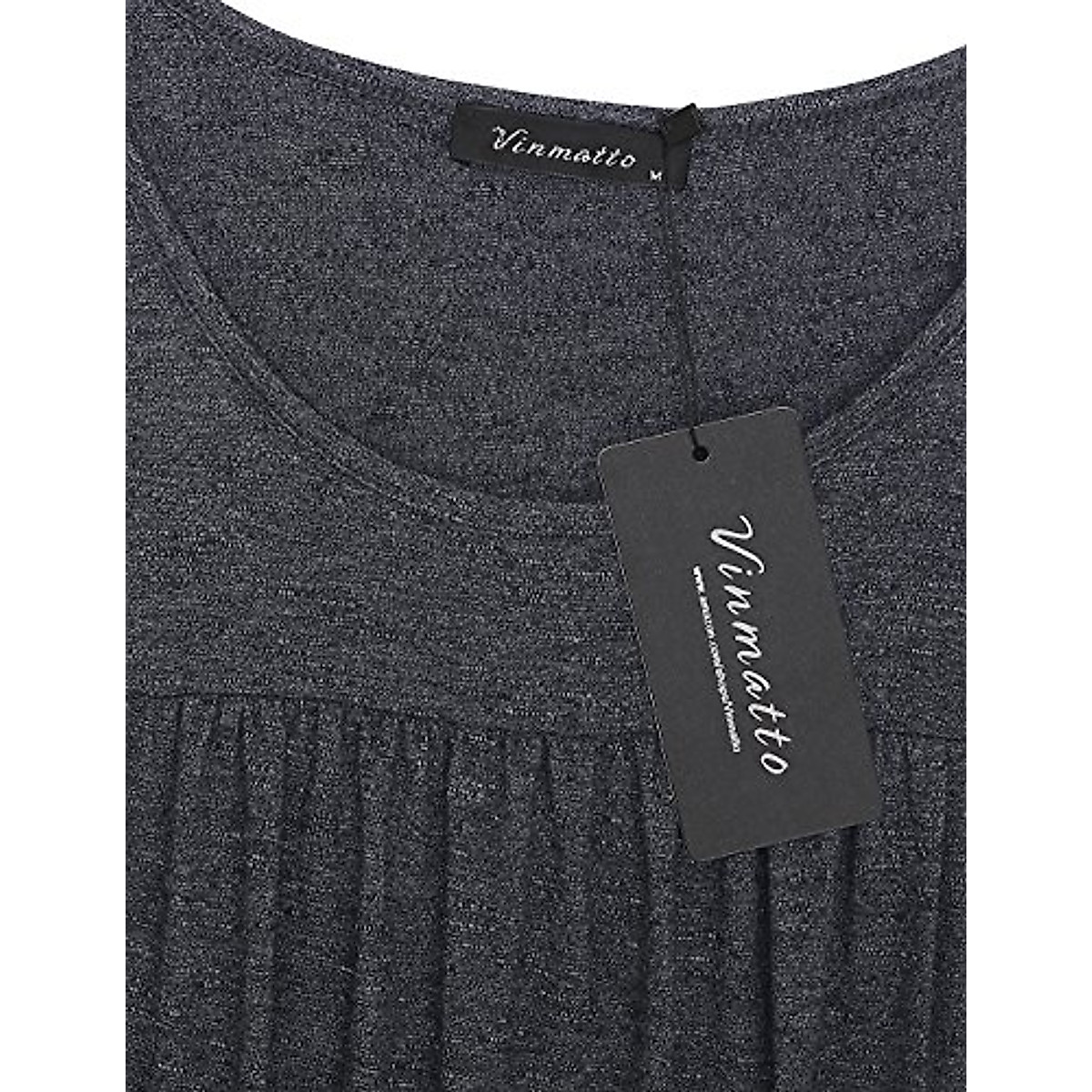 Vinmatto Women's Scoop Neck Pleated Blouse Top Tunic Shirt(3XL,Black)