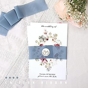 UpUDo 4 Rolls Chiffon Ribbon, 1.5" x 6Yd Dusty Blue Silk Ribbons, Smooth Edges for Wedding Invitations, Bridal Bouquets, DIY Crafts, Gift Wrapping, Holiday Decor