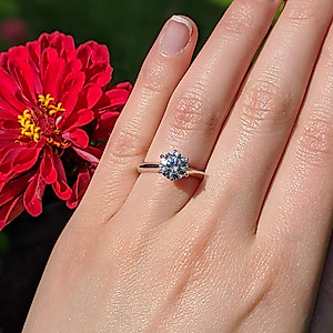 TwoBirch Platinum Plated 925 Sterling Silver 1.5 CT Moissanite Solitaire Engagement Ring with Six Prongs (Size 8)