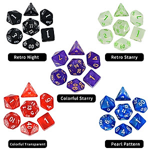 FLASHOWL Dice Set 28 Sets D20 Dice Dice Set Pearl Dice 196 pcs Polyhedral & RPG Dice Polyhedral Dice DND Dice Starry Sky Dice Dice Table Games Dice Set W20 DND Dice Game Cube