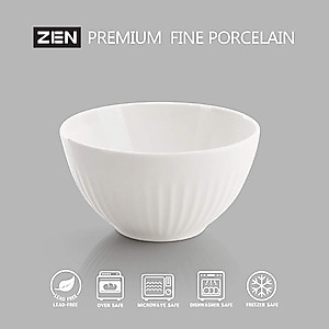 ZEN Pleats Porcelain Dessert Bowls 10oz Set of 6 (Mixed Color)