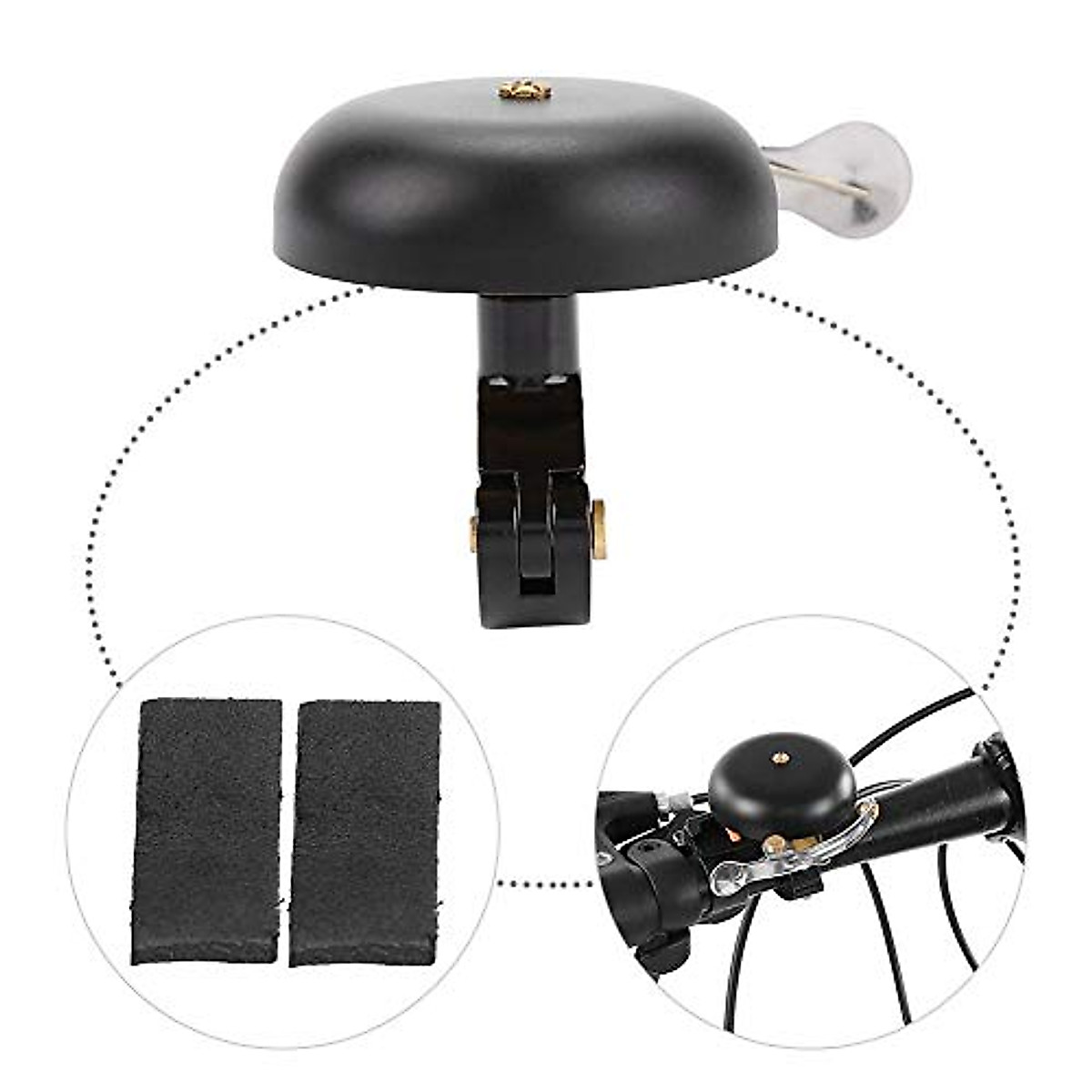 Brass Bell, Anodized Bike Warning Crisp for Mountain & Road Bikes Cycling Horn Accessory(Black)