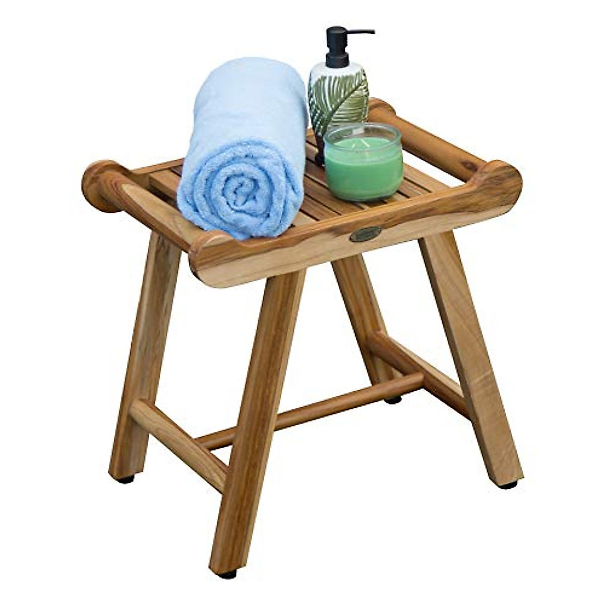 EcoDecors Fully Assembled Teak LiftAide Shower Bench With Support Arms- 20" W x 18" H x 14" D