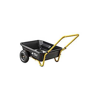 Gorilla Carts GCR-4 4 Cu. Ft, 300-pound Capacity, Poly Yard Cart, Black/Yellow