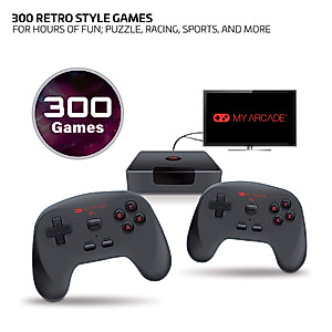 My Arcade GameStation Wireless - Plug and Play Game Console - 2 Wireless Controllers - 300 Retro Style Games - Battery or USB Powered - Plugs Into TV