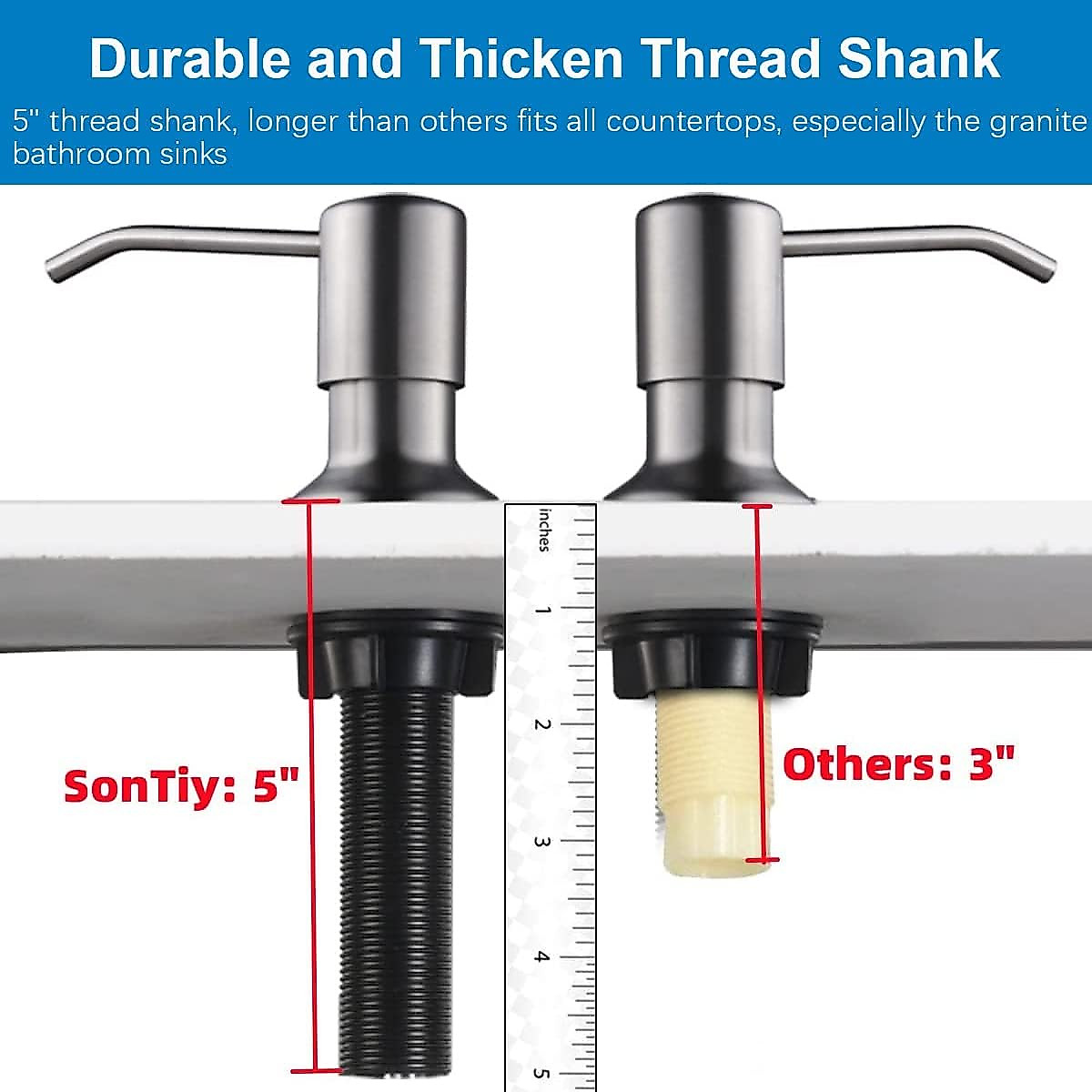 Soap Dispenser for Kitchen Sink, Built in Sink Soap Dispenser, Stainless Steel Kitchen Soap Pump Head with Bottle and 47" Extension Tube Kit