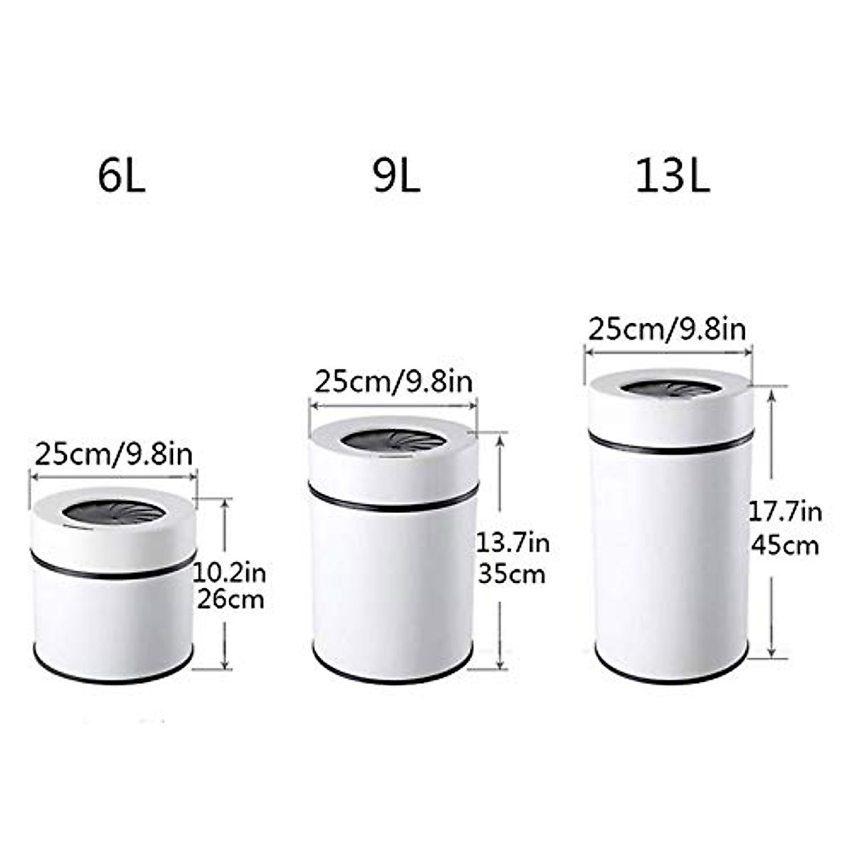 LXXSH Stainless Steel Household Trash Can Smart Home Electric Trash Cans Round Induction Trash Can, Spiral Induction Opening and Closing Trash Can for Bedroom (Color : A, Size : 6l)