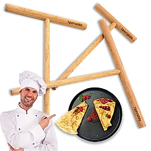 Crepe Spreader Sticks & Spatula Turner - Set of 4 [12 Inch Spatula | 3.5", 5", 7" Inch Spreader] Pancake Maker Kit - Kitchen Creipe Tools - Suitable for All Crepe Pan Sizes T Shape Construction