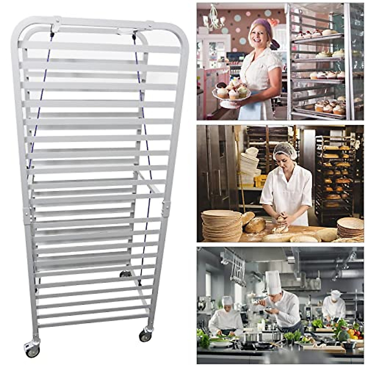 Stuffygreenus Aluminum 20-Tier Sheet Bun Pan Rack Bakery Rack, Home Commercial Kitchen Bakery Cooling Rack, 26" L x 20" W x 69" Hwith Brake Wheels