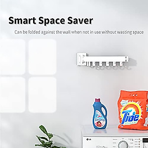 BESTHLS Wall Mounted Portable Clothes Drying Rack with Space Saver Clothes Hangers Design Universal for Balcony Mudroom Bedroom Kitchen Foldable Laundry Rack (2-Pole White)