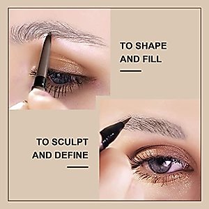 Music Flower 2 in 1 Eyebrow Pencil,Waterproof & Long Lasting Liquid Eyebrow Pen,Dual Ended Pencil Fills and Defines Brow Tint with the Precision & Definition of Microblading,Chestnut