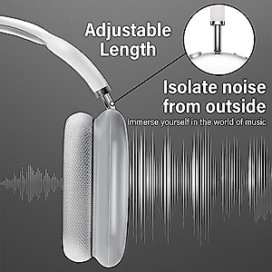 Wireless Headphones Over-Ear Bluetooth Adjustable Headphones 42 Hours of Listening Time Volume Control, Fitting in Gaming/Running/Sports Headphones for iPhone/Android/Samsung - Silver