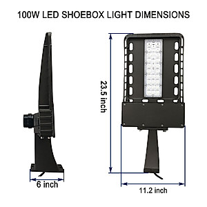 1000LED LED Shoebox Pole Light, 100W (300W Eq.) 12,000Lm, Street Light, Parking Lot Flood Light, AC110-277V, 5000 Kevin Daylight, Area Light Arm Mounted