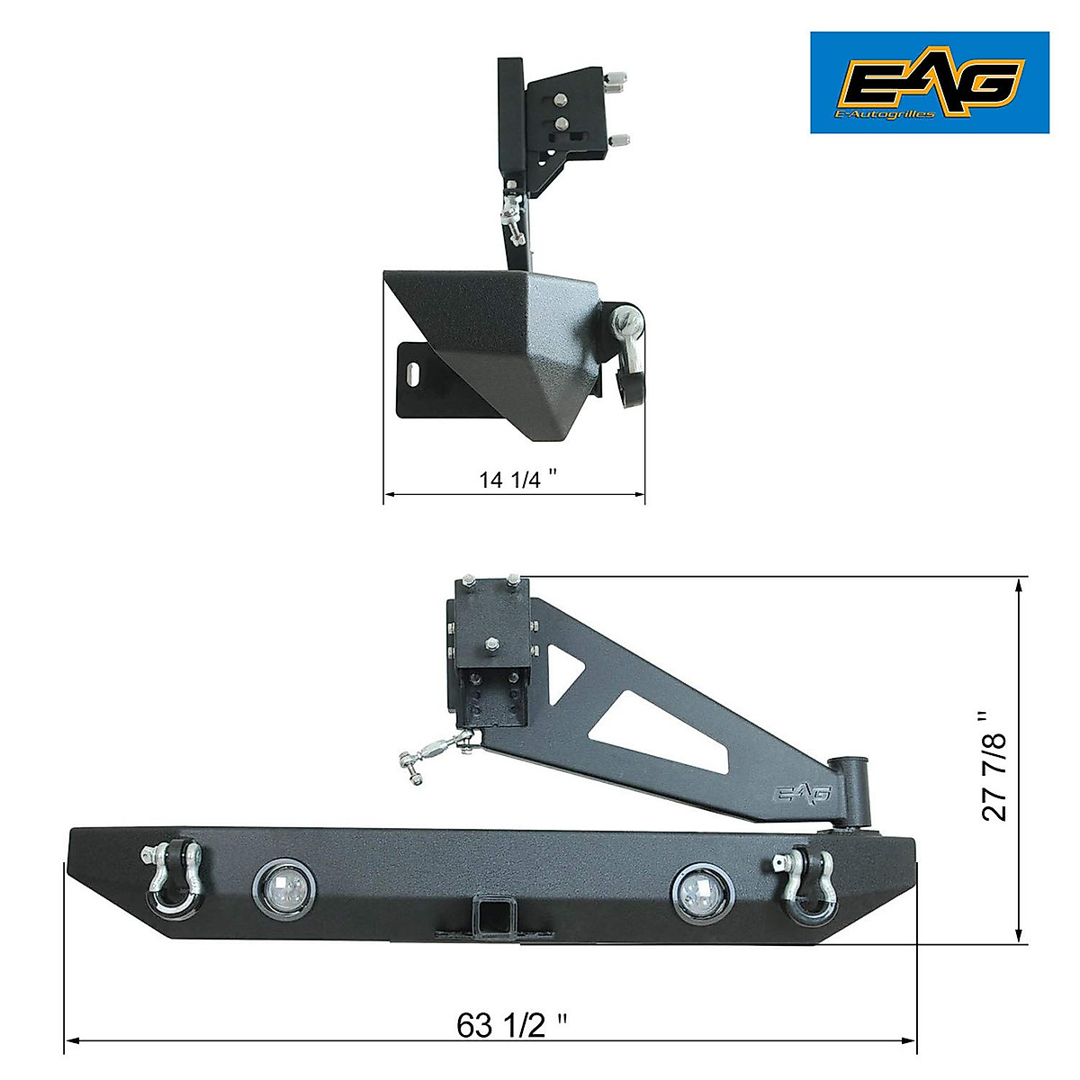 EAG Rear LED Bumper with Tire Carrier W/Linkage Fit for 07-18 Wrangler JK