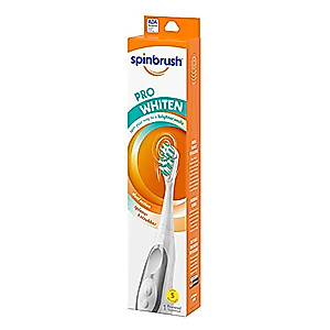 Spinbrush PRO WHITEN Battery Powered Toothbrush, Soft Bristles, 1 Count, Rose Gold or Silver (Colors May Vary)
