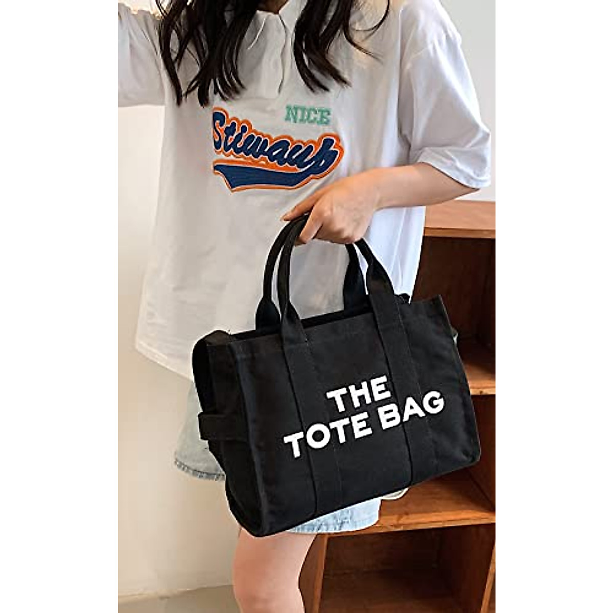 Tote Bag for Women, Travel Canvas Tote Bags for Women, Fashion Crossbody Bags Handbag Bag Casual Large Capacity for Office, Travel, School - BlackBlack
