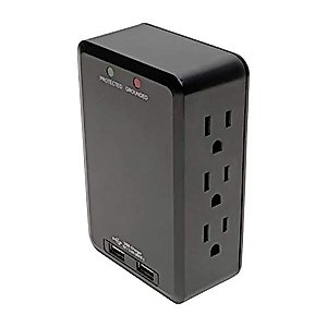 Tripp Lite Surge Protector TLP6SLUSBB 6 Outlet 2 USB Ports Direct Plug-In