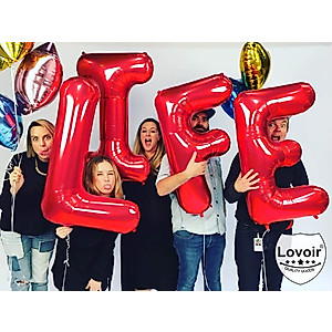 Lovoir 40 Inch Large Red Letter C Balloons Big Size Jumbo Mylar Foil Helium Balloon for Birthday Party Celebration Decorations Alphabet Red C