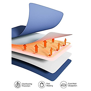 Electric Blanket 50" x 60" Heated Throw Flannel & Sherpa Fast Heating Blanket with 6 Heating Levels & 5 Hours Auto Off, Home Office Use, Blue & White