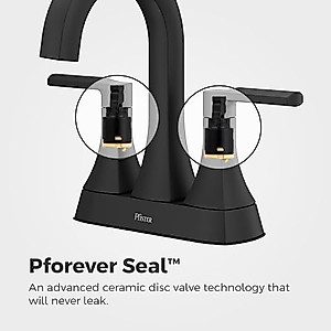 Pfister Vaneri Bathroom Sink Faucet, 4-Inch Centerset, 2-Handle, 3-Hole, Matte Black Finish, LF048VRIBB