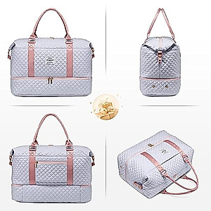 LOVEVOOK Travel Duffle Bag, Weekender Bags for Women with Shoe Compartment, Carry on Overnight Bag with Toiletry Bag, Gym Duffel Bag with Wet Pocket, Hospital Bags for Labor and Delivery