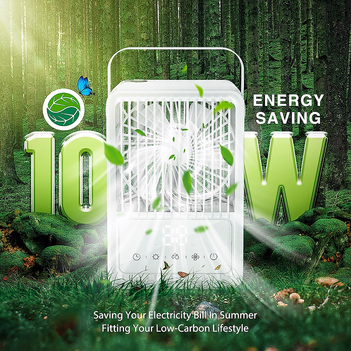 Portable Air Conditioners, Evaporative Air Cooler w/3 Wind Speeds & 2 Mist Modes, Mini Personal Air Conditioner Fan w/1-8H Timer & 7 Colors Light, Portable Air Conditioner for Room Office Desk Camping