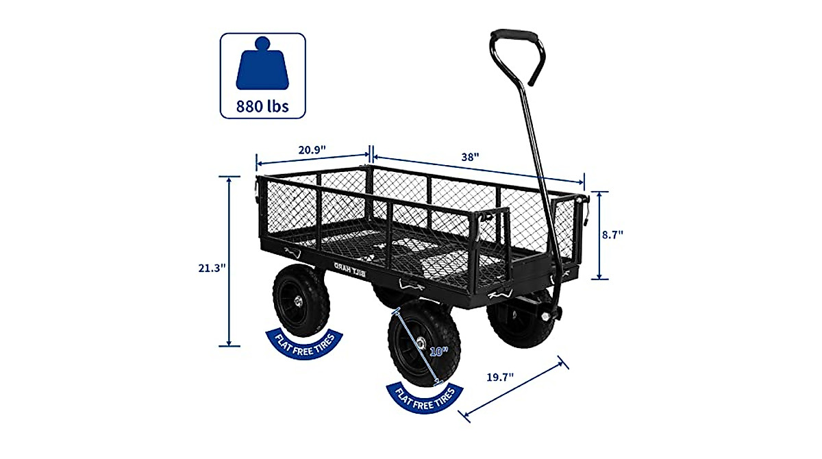 Heavy-Duty BILT HARD Garden Cart with Flat-Free Tires | 880 lbs Capacity