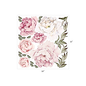 Simple Shapes Peony Flower Wall Sticker - Mixed Pink