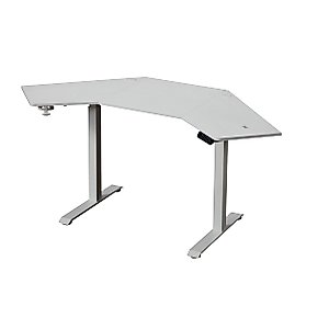 kowo L Shaped Height Adjustable Electric Standing Desk with USB C Hub & Wireless Charger, Sit Stand Corner Desk, Memory Settings, Stand Up Computer Desk Adjustable Table, White