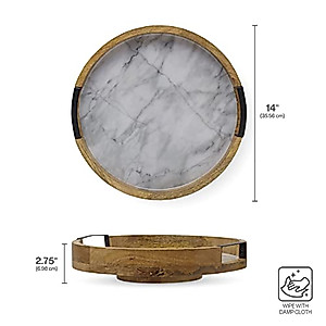 Gourmet Basics by Mikasa Lazy Susan Serving Tray, 14 Inch, Gray Marble