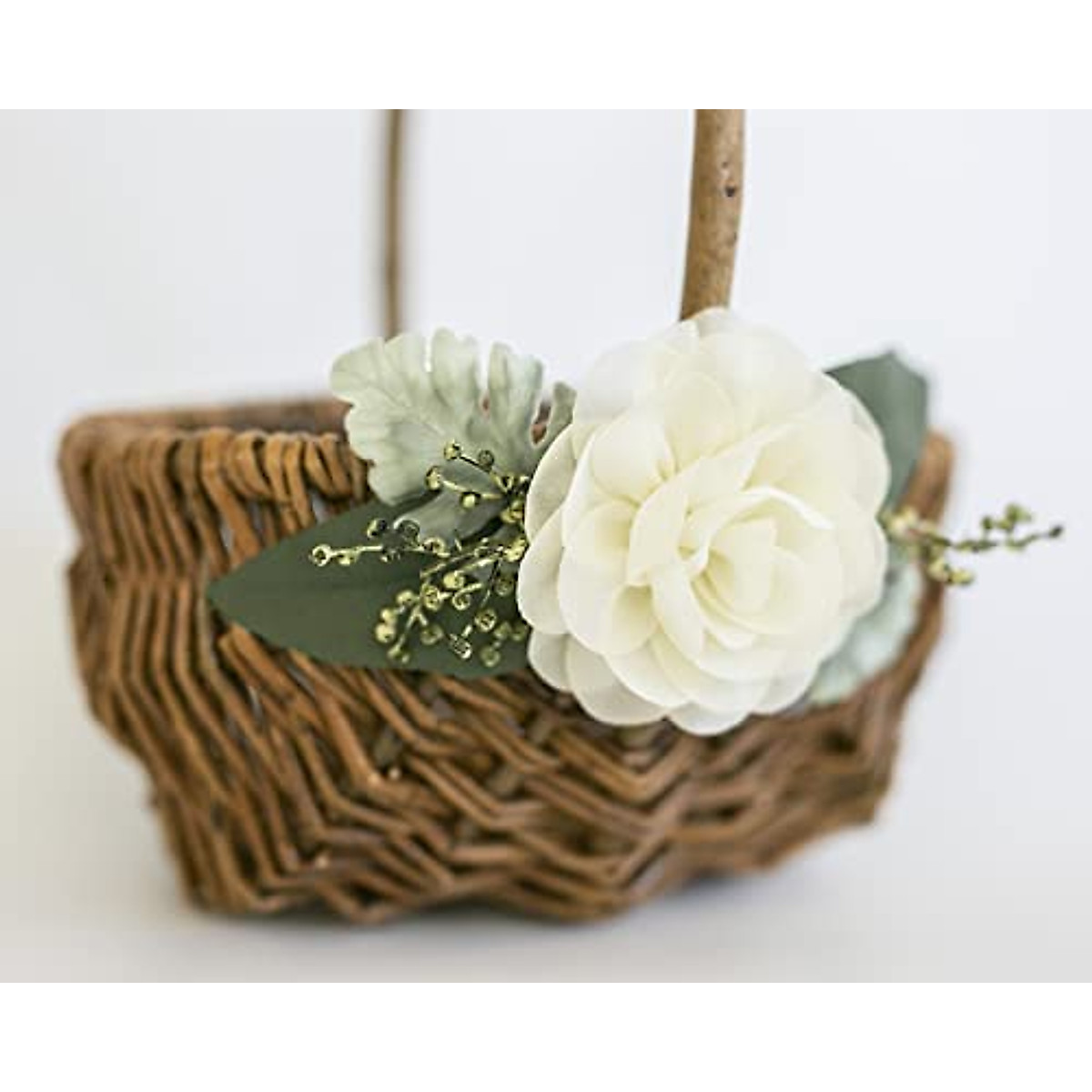 Willow Flower Girl Basket - Rustic Wood Flower Girl Basket - Country Wedding Basket w/Greenery Decor - Rattan Gift Basket by Ragga Wedding