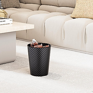 MoNiBloom 1.3 Gallon Small Waste Basket Office Bathroom Bedroom Garbage Container Bin Slim Metal Round Recycling Open Top 5-Liter Wastebasket Home Living Laundry Room Dorm Under Desk (Black, 2-Pack)