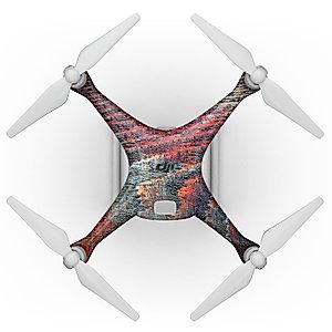 Design Skinz Design Skinz Grungy Orange and Teal Dyed Wood Surface Full-Body Wrap Decal Skin-Kit Compatible with The Drone DJI Inspire 1