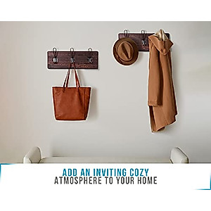 Comfify Rustic Wall Mounted Coat Rack with 3 Sturdy Hooks – Set of 2 – Vintage Entryway Wooden Coat Racks Rustic Rack for Coats, Bags, Towels and More – 35” x 6.10"- Rustic Brown