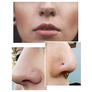 Yaalozei 20G Nose Rings Stud Piercing Jewelry for Women Surgical Stainless Steel Silver L Shaped Bend Curved Opal Nose Stud hypoallergenic Cute Nose Nostril Ring Stud Piercing Jewelry Men Diamond 2MM