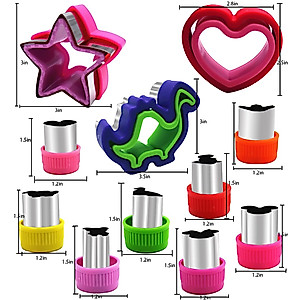 GELIFATLE Sandwich Cutter and Sealer Set, 3 Pcs 3 Inch Bread Sandwich Decruster Pancake Maker DIY Cookie Cutters for Kids Lunch Box -with 8 Pcs Fruit Vegetable Cutter Shapes Set