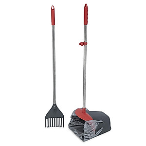 Petmate 71078 Clean Response Swivel Bin and Rake Solid Handle for Pets, Jumbo