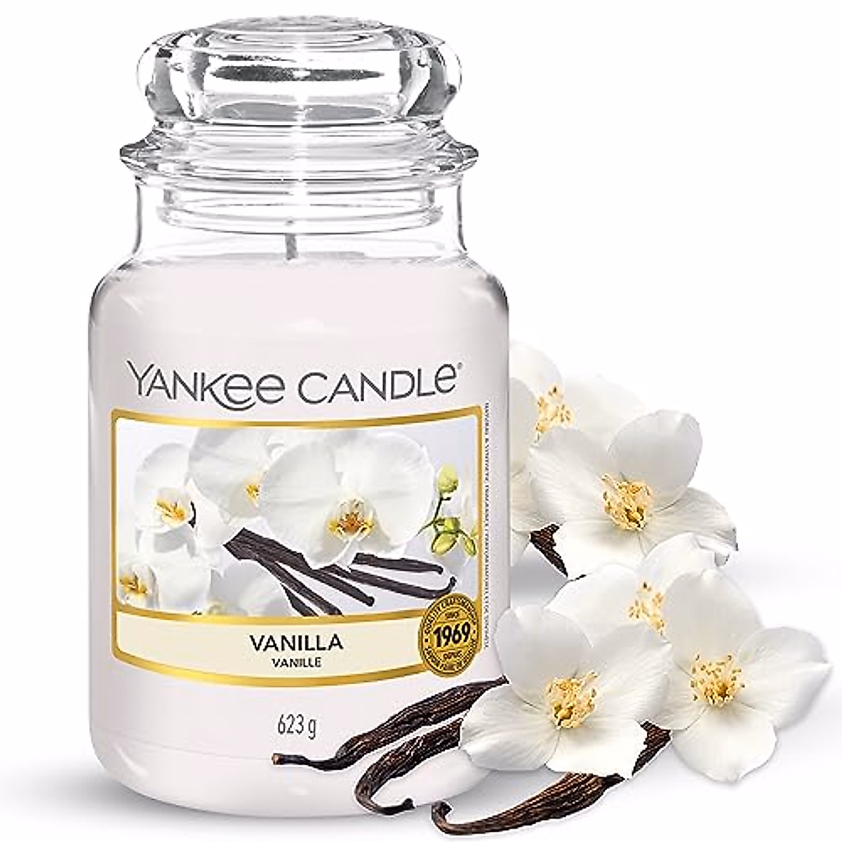 YANKEE CANDLE Vanilla Large Jar Candle, White