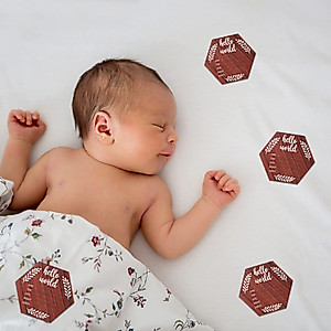 5.5 Inch Baby Birth Announcement Sign for Hospital Cherry Wooden Newborn Name Sign Hexagon Sign with White Paint Marker for Baby Gift Nursery Wall Decor