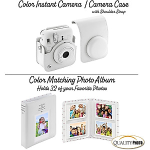 Fujifilm Instax Mini 12 Instant Camera with Case, 60 Fujifilm Prints, Decoration Stickers, Frames, Photo Album and More Accessories (Clay White)