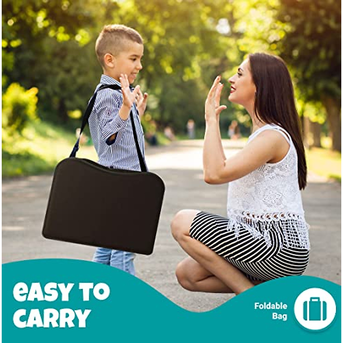 Kids Travel Tray with Dry Erase Board, Car Seat Tray for Food & Play Activity, Carseat Table Trays for Toddler, Kid Activity Desk for Air Travel, No-Drop Tablet Holder & Borders (Grey with Blue Frame)