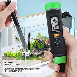 Dissolved Oxygen Meter with ATC Portable DO Meter with Long Cable, Dissolved Oxygen Test Kit Tester with Self Floating Probe Electrode