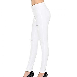 wax jean High-Rise Slashed Destroyed Skinny Jeans 7 White 90172