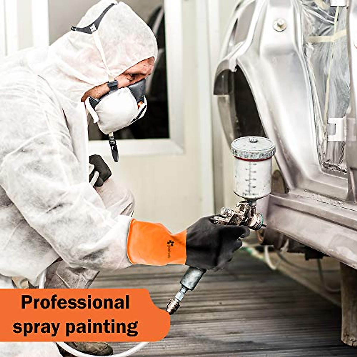 Chemical Gloves Set of 2 Pairs - Size L Gloves with High Protection for Your Hands-Waterproof Latex Gloves Anti-slip Grip For Firm Handling-Industrial Strength Household Chemical Industry Automotive