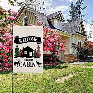 Cabin House Decor Welcome To Our Cabin Garden Flag Cabin Decor Housewarming Gift (Welcome To Our Cabin)