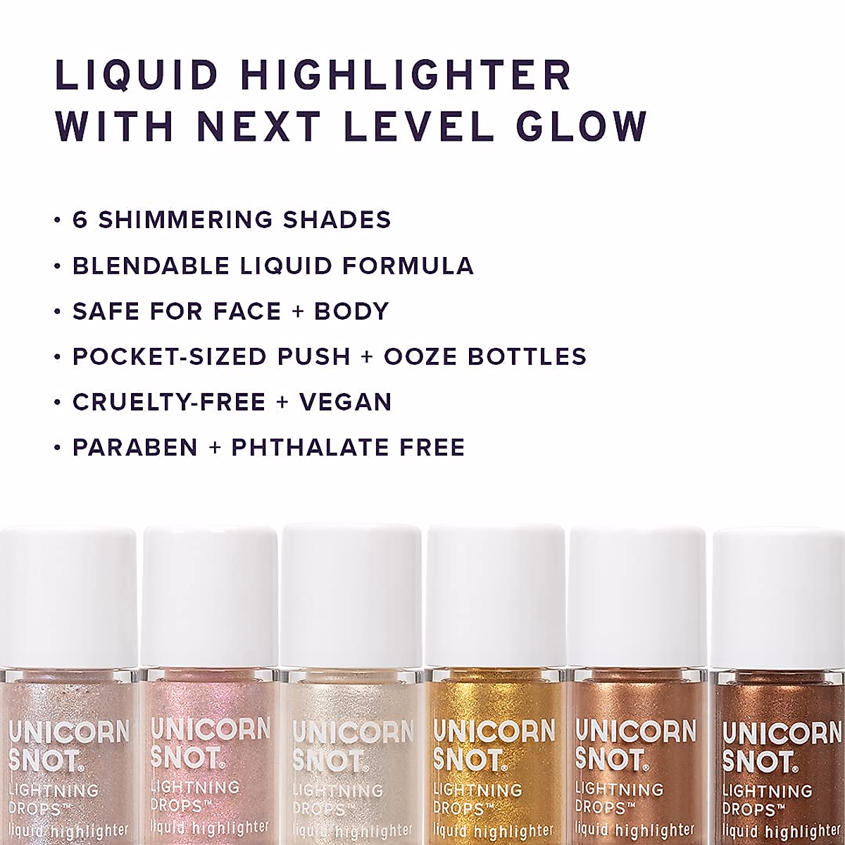 Unicorn Snot Liquid Highlighter Lightning Drops: Buildable Highlighter Makeup for Face and Body - Collarbone, Cheekbones, Brows - Liquid Illuminator for Spotlights, Cruelty-Free (Aqua Rose/Nymph)